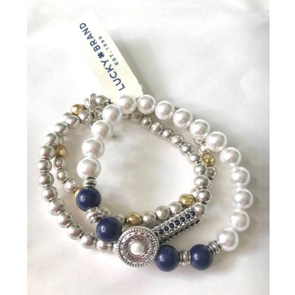 Lucky Brand Jewelry | Luckybrand Twotone 3pcs Set Stretch Bracelet ...